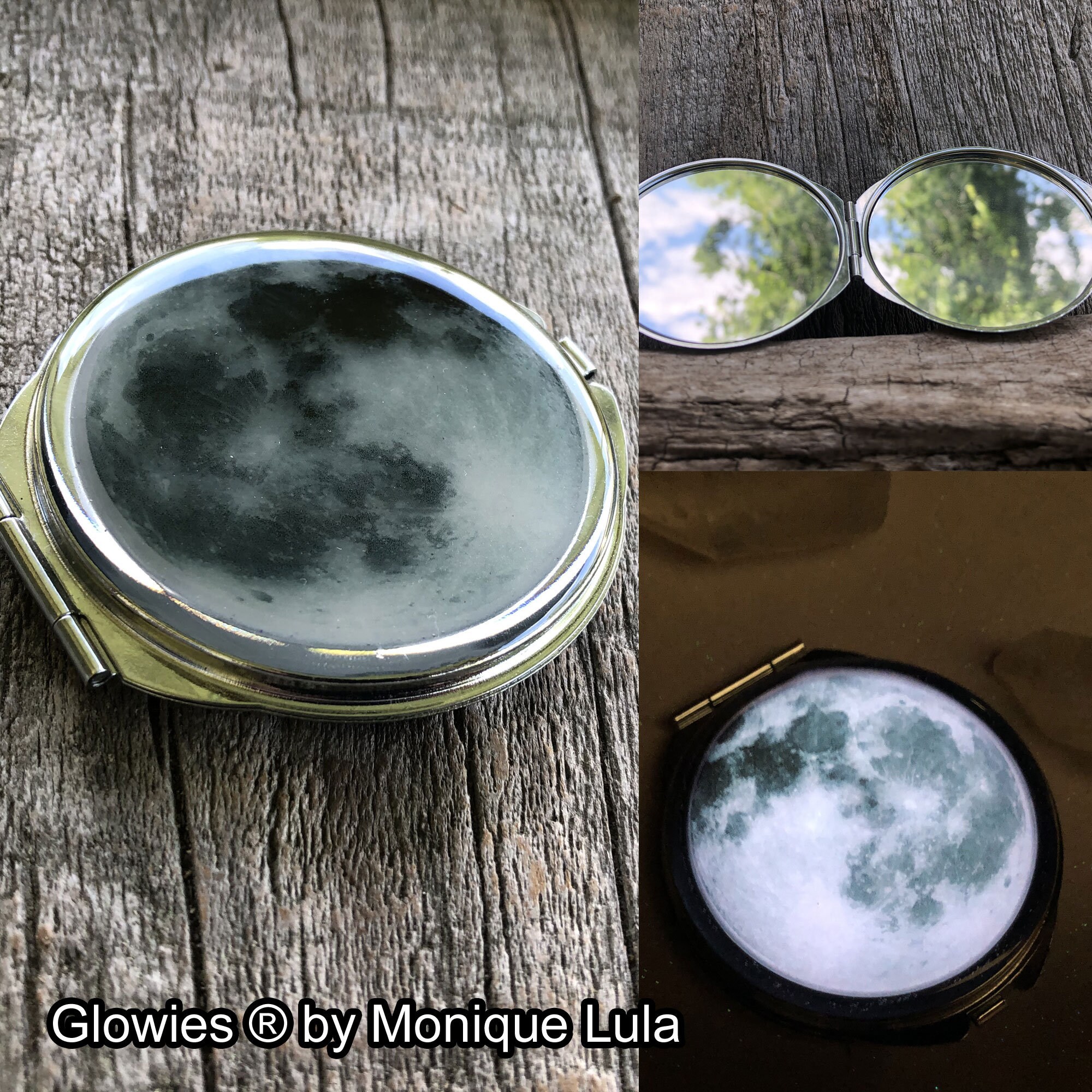 Glow in the dark Full Moon Compact Mirror
