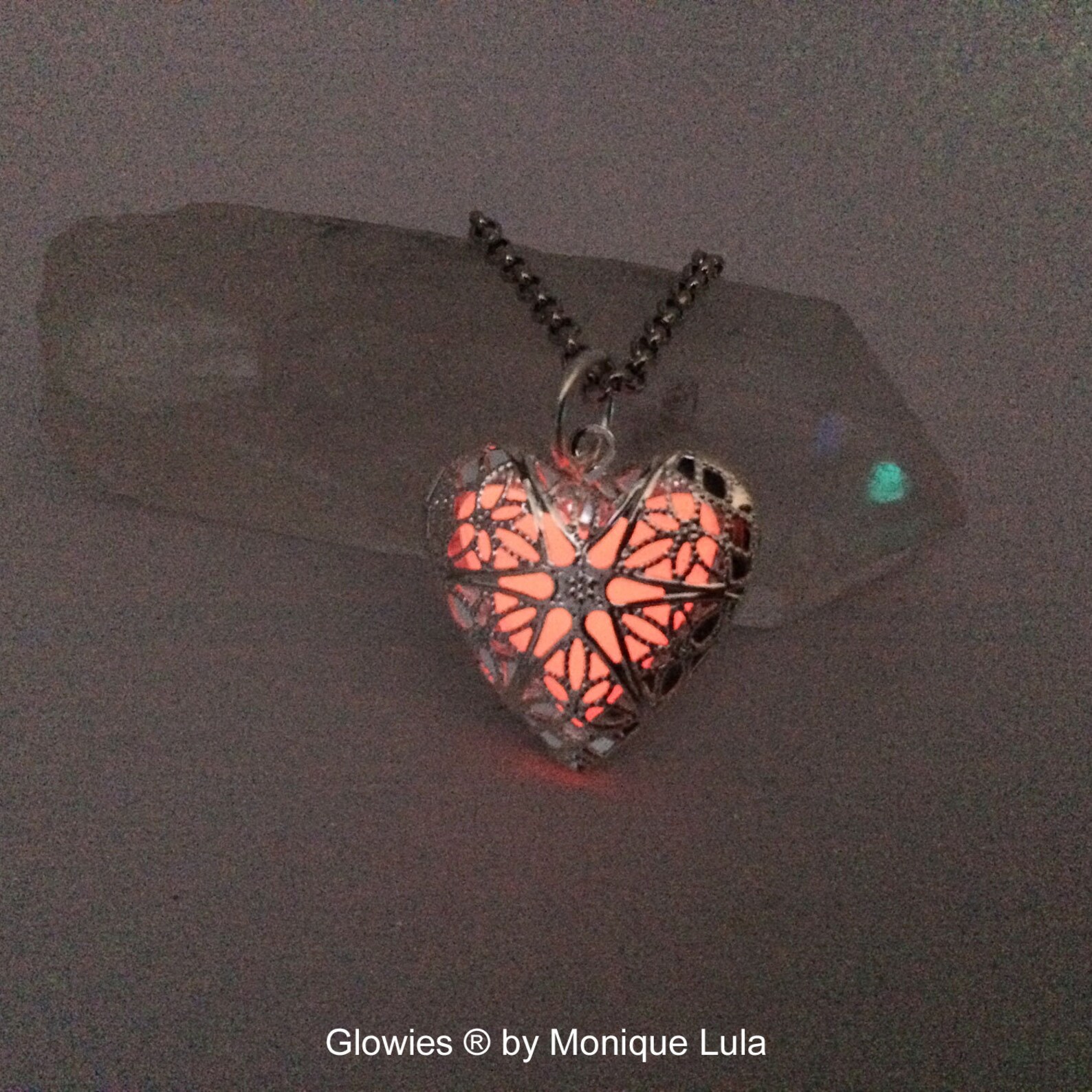 Red Heart Glow Locket Silver - Etsy