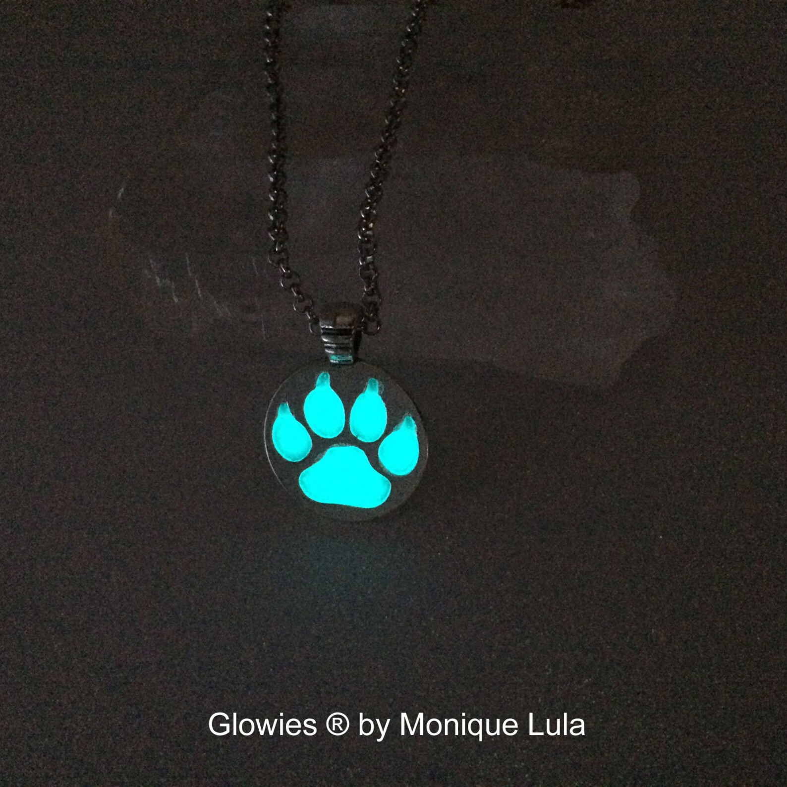Glow Wolf Paw Pendant Aqua Silver - Etsy