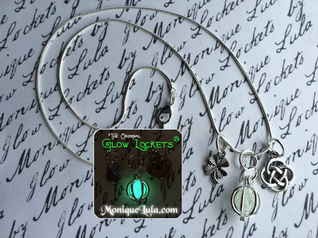 Celtic Knot Glowing Orb Necklace With Shamrock 4 Leaf Clover With Free ...