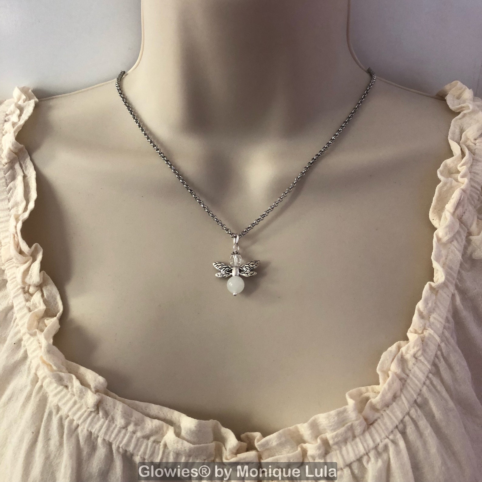 April Birthstone Necklace Glowing Firefly Crystal Pendant - Etsy