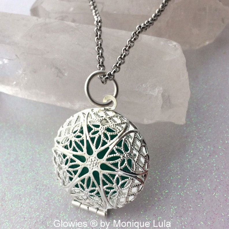 The Original Glow Locket Aqua Brass - Etsy