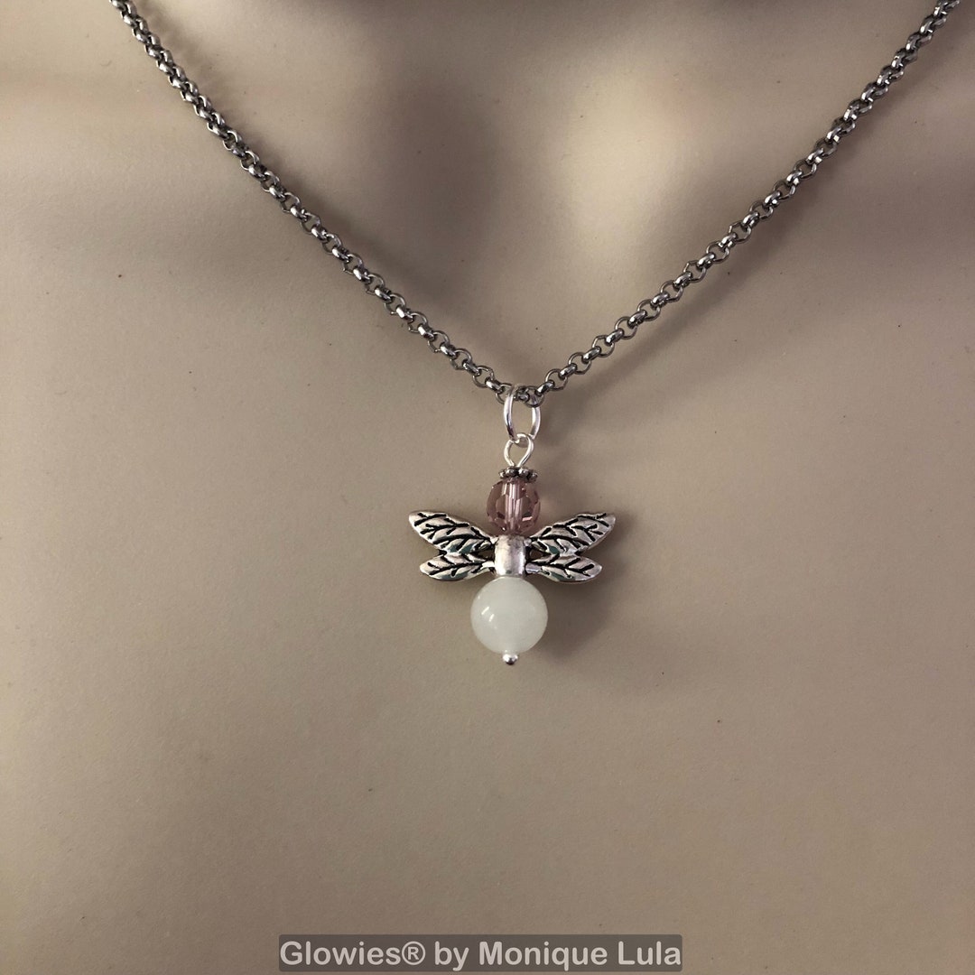 June Birthstone Necklace, Glowing Firefly, Light Amethyst Crystal ...