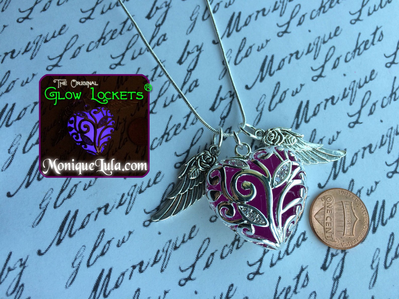 Purple Flying Glowing Heart With Rose Wings Violet Glow - Etsy