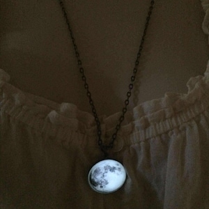 Full Moon Glow in the Dark Magic Necklace Galaxy Space Pendant Luna ...