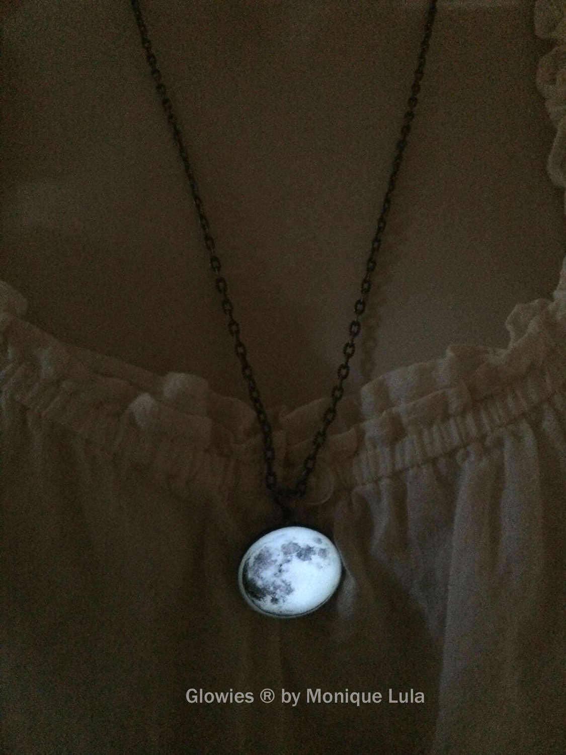 Full Moon Glow in the Dark Magic Necklace Galaxy Space Pendant Luna ...