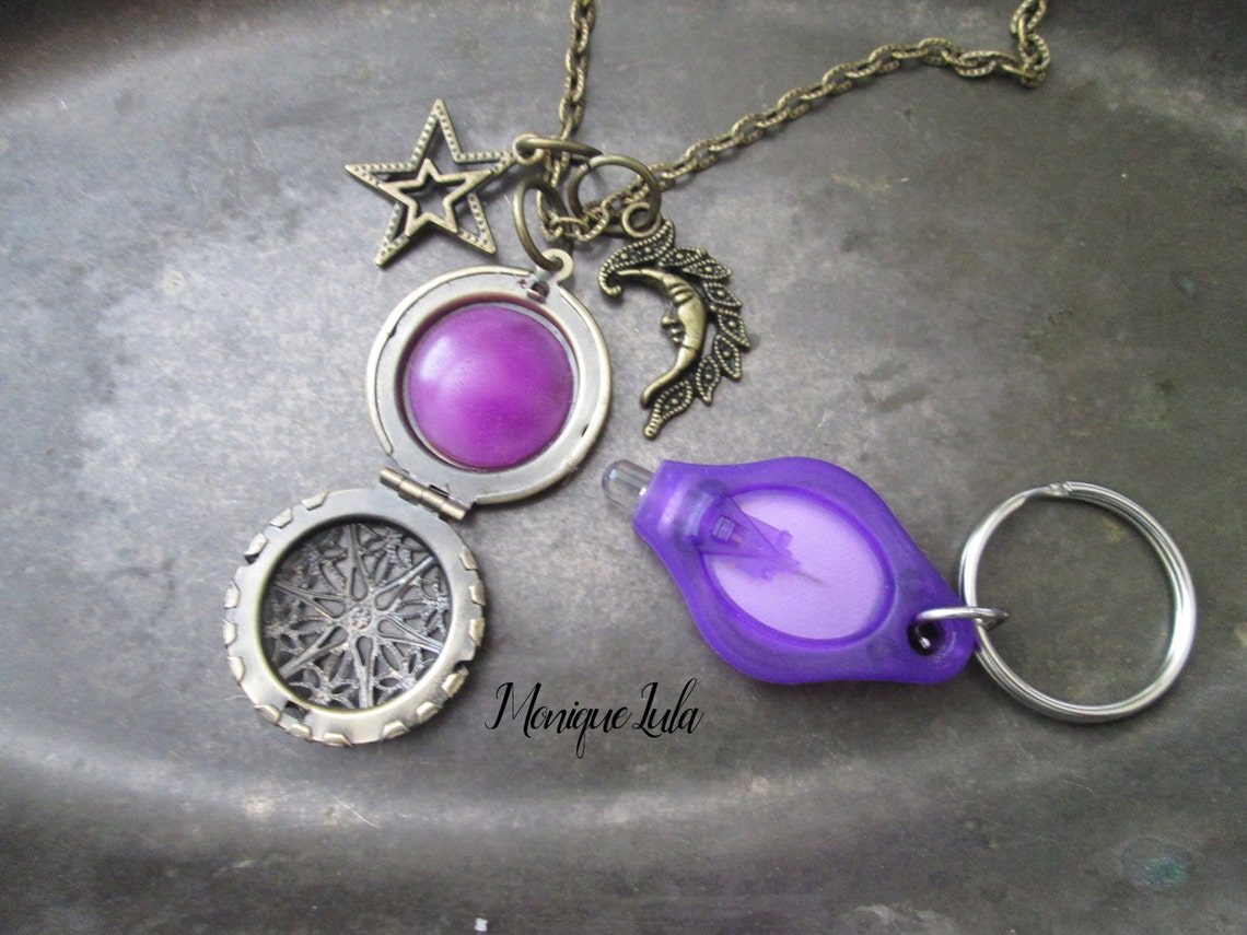 Moon and Stars Violet Mystic Glow Locket - Etsy