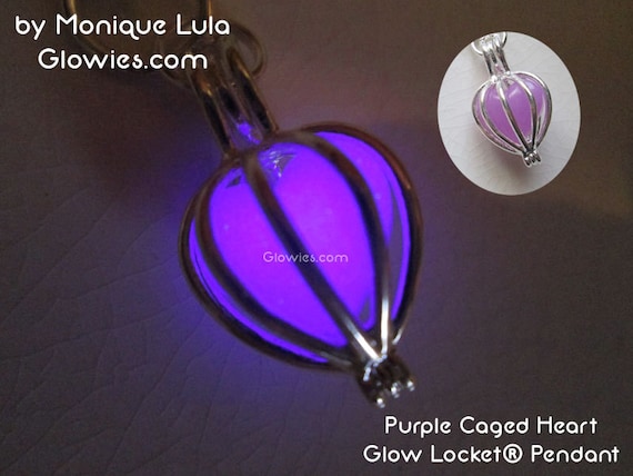 Purple Violet Caged Heart Glow Locket® With UV Light | Etsy