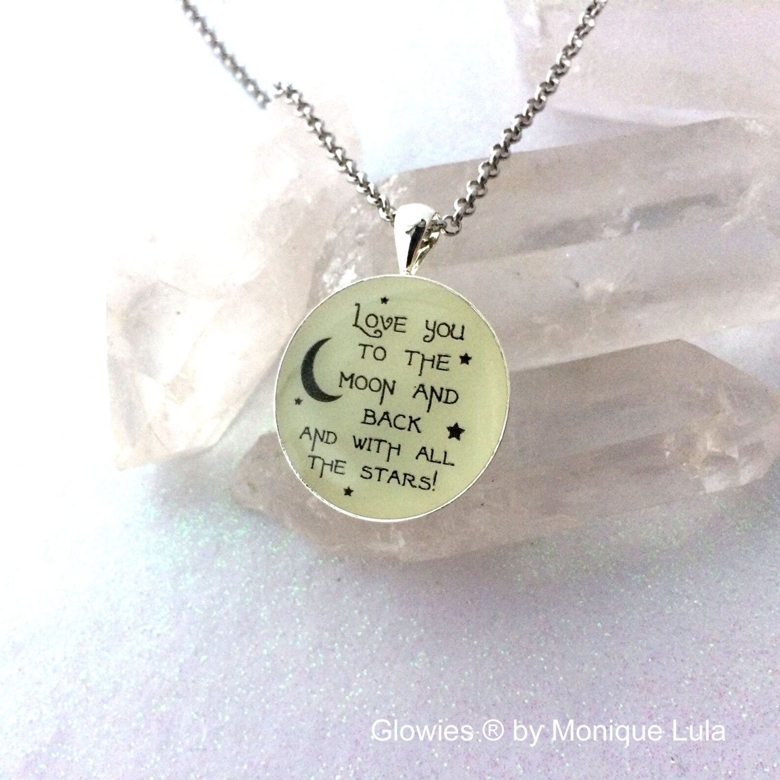 Love You to the Moon and Back Glow Quote Necklace | Etsy