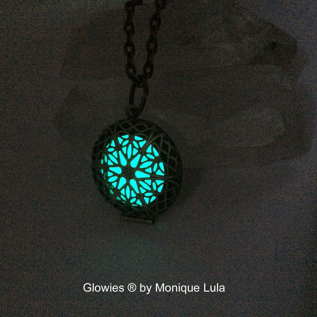 The Original Glow Locket Aqua Brass - Etsy