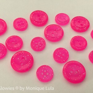 Pink Holographic Glitter Glow in the Dark Handmade Buttons Sparkly ...