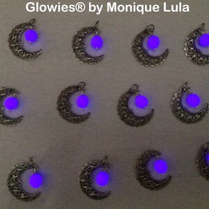 Vintage Crescent Moon Glow Necklace Glowing Violet Purple Orb Handmade ...