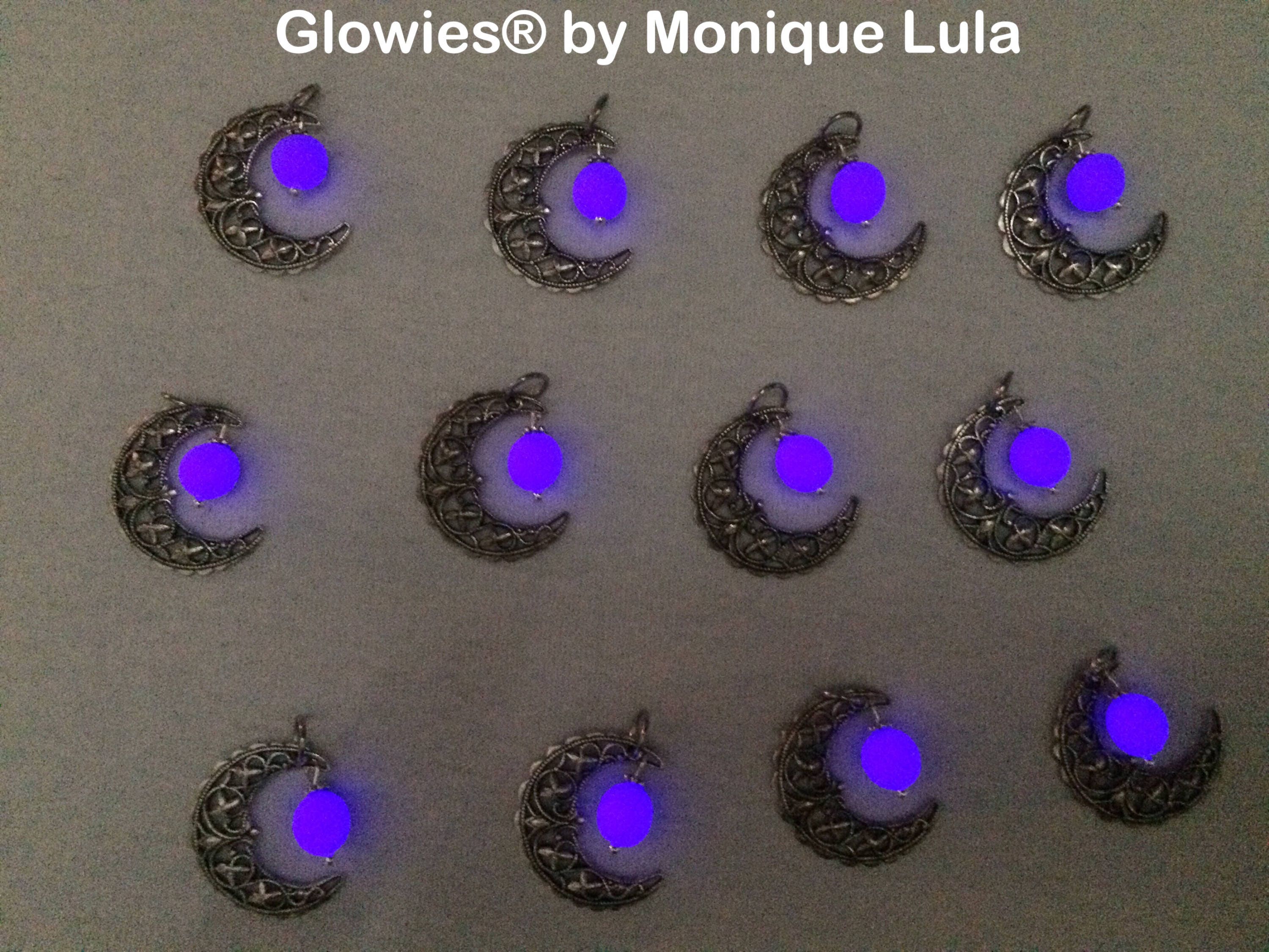 Vintage Crescent Moon Glow Necklace Glowing Violet Purple Orb | Etsy