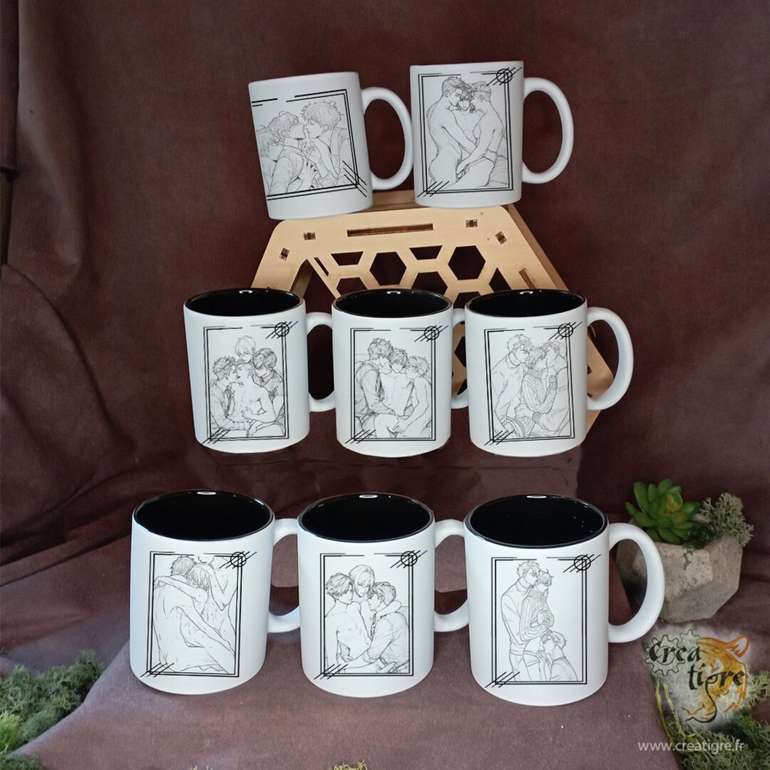 Cup 8 Visuals Homosexual Group/trio Erotic Drawing Yaoi/manga Style ...