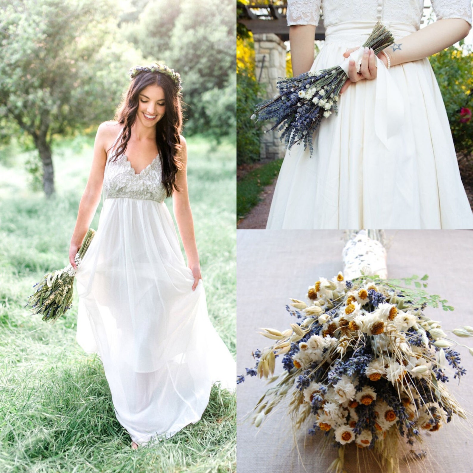 Custom Color Design Dried Wedding Flowers Brides Bouquet Color - Etsy