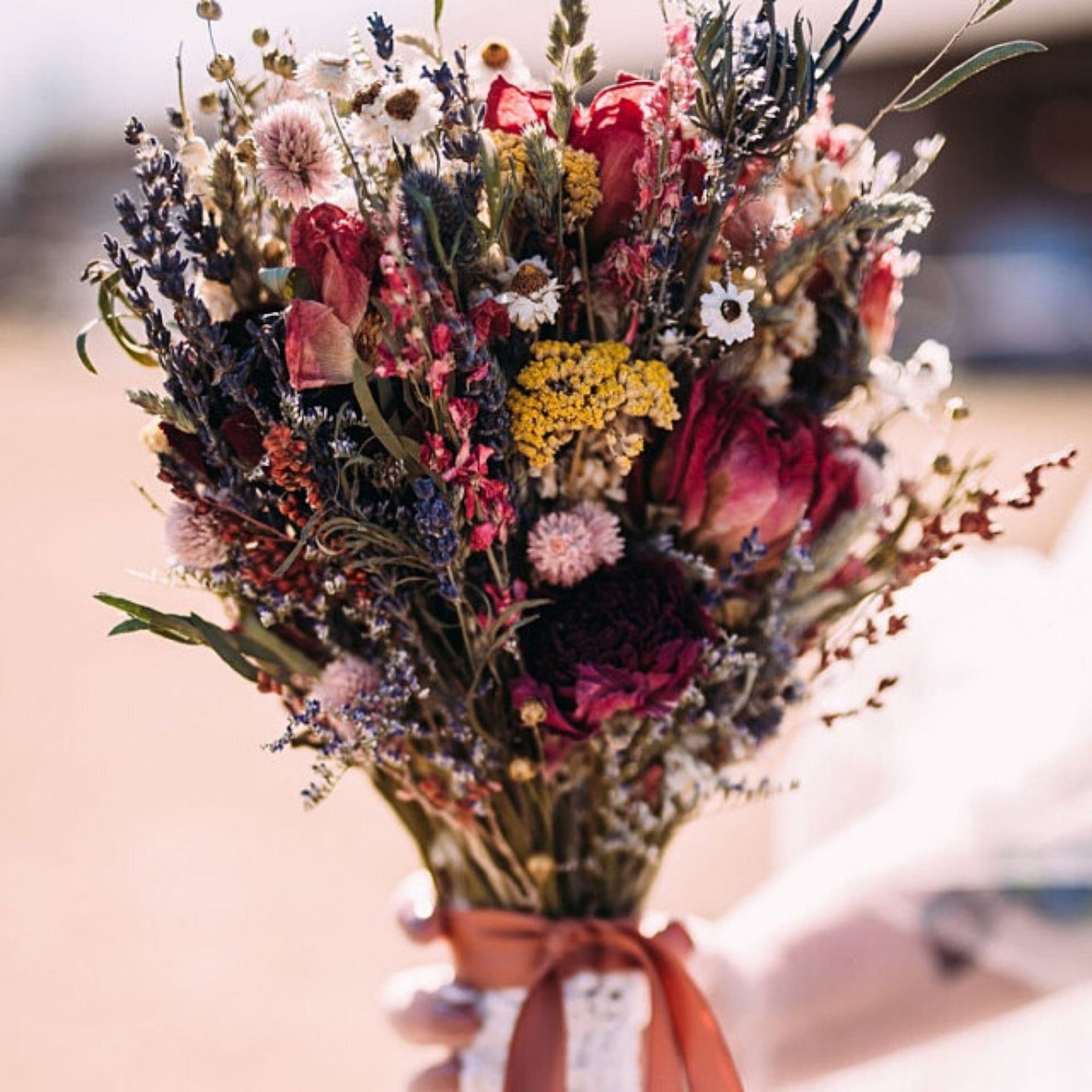 Custom Color Design Dried Wedding Flowers Brides Bouquet Color - Etsy