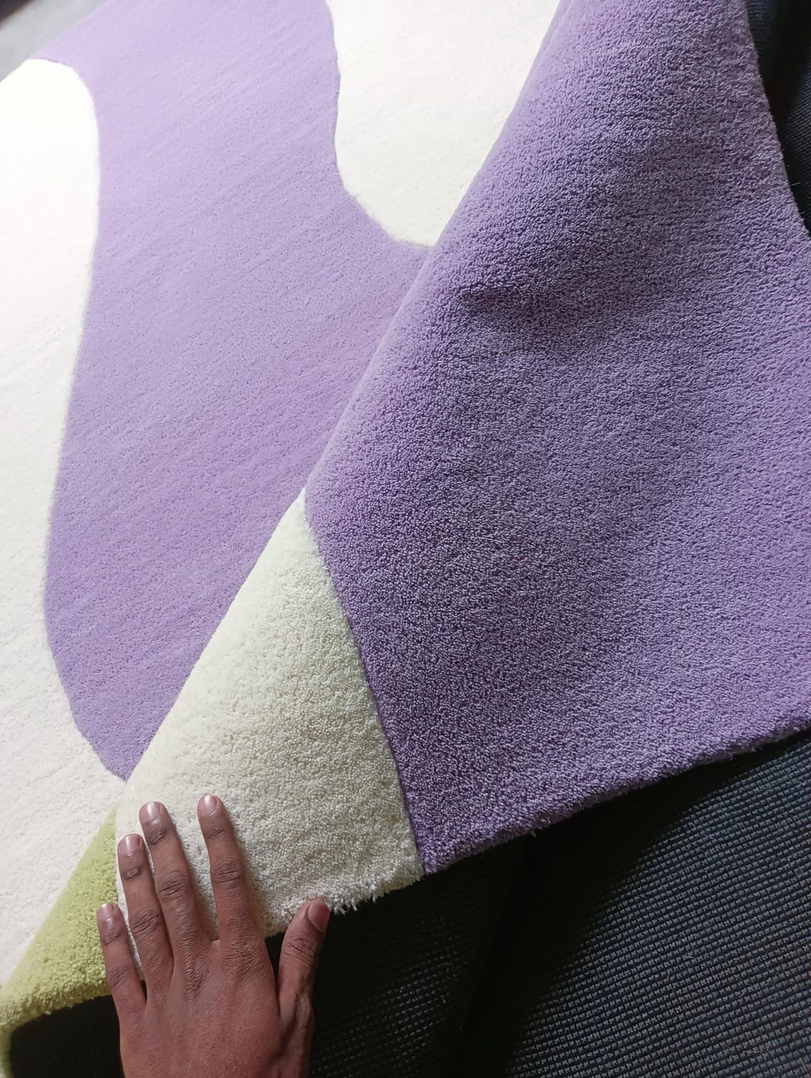 Modern Wavy Area Rug – Cream, Sage and Lavender | Soft Textured Carpet ...