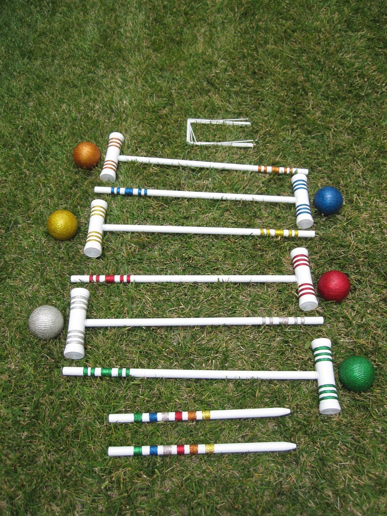Rainbow Glittered Vintage Croquet Set Custom - Etsy