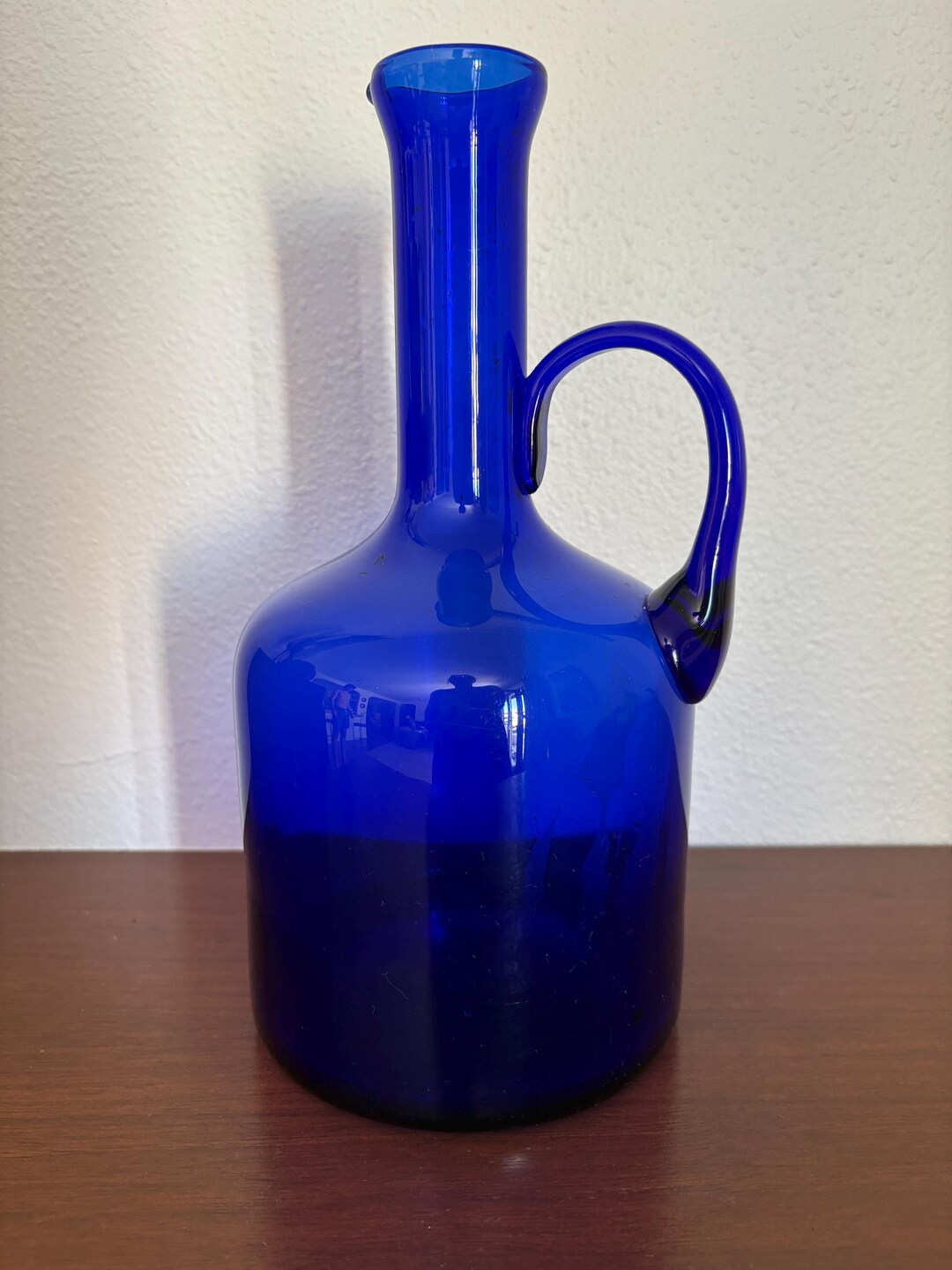 Vintage Blue Long Neck Pitcher - Etsy