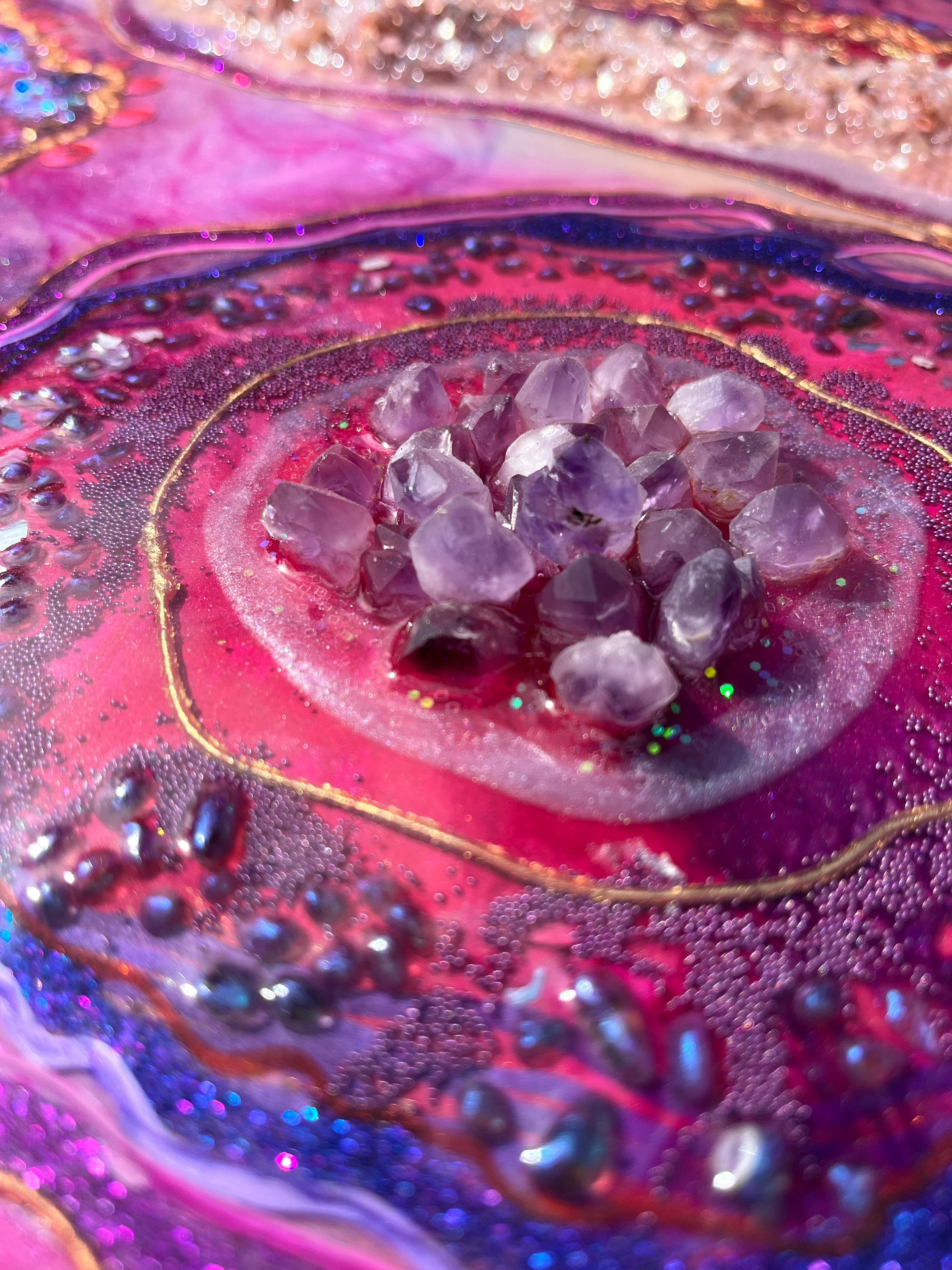 Geri Pink, Resin Geode, Agate Painting - Etsy