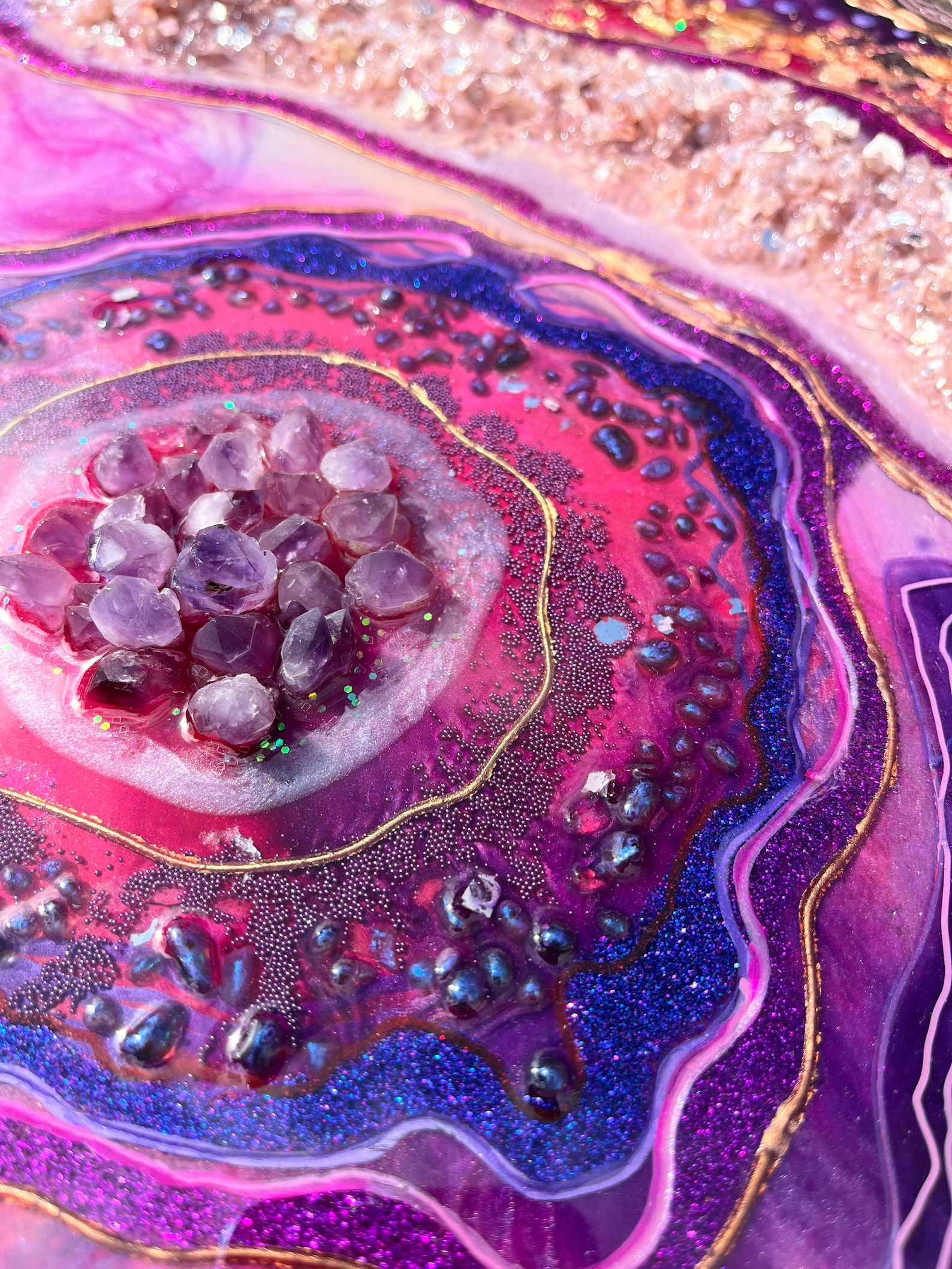 Geri Pink, Resin Geode, Agate Painting - Etsy