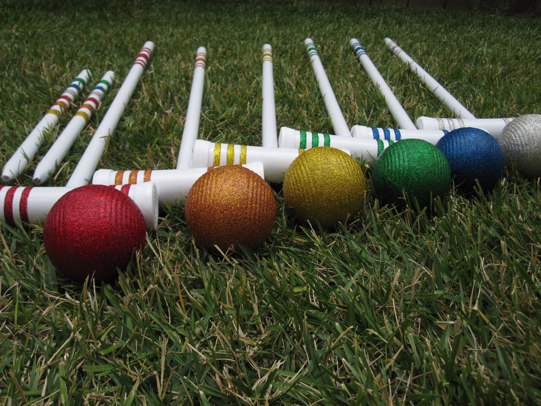 Rainbow Glittered Vintage Croquet Set Custom - Etsy