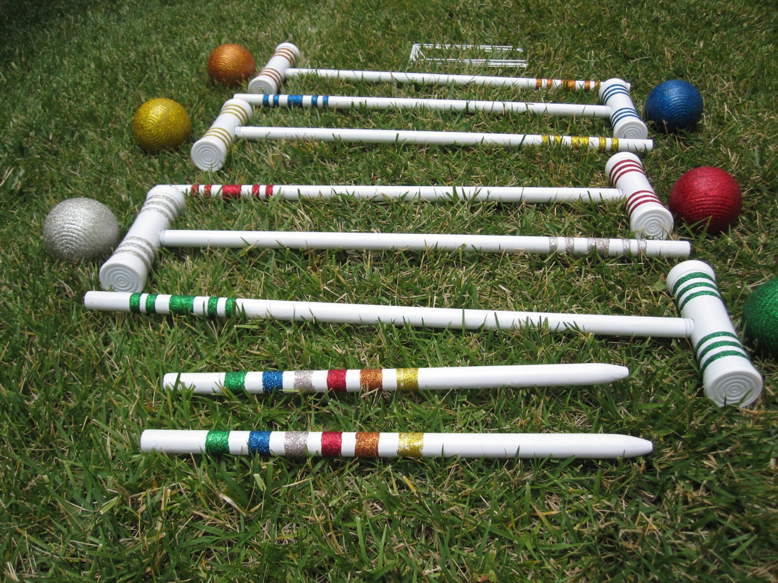 Rainbow Glittered Vintage Croquet Set Custom - Etsy