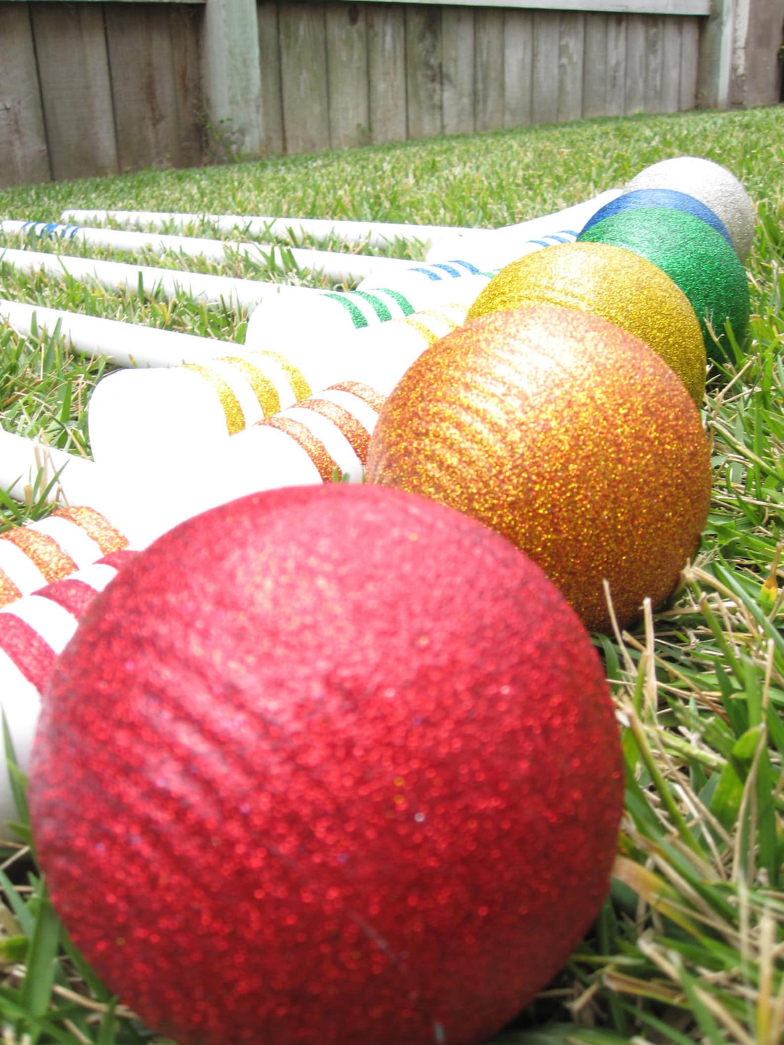 Rainbow Glittered Vintage Croquet Set Custom - Etsy