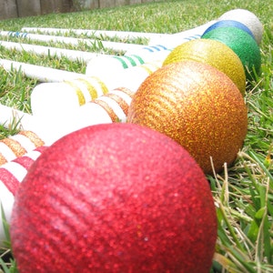 Rainbow Glittered Vintage Croquet Set Custom - Etsy