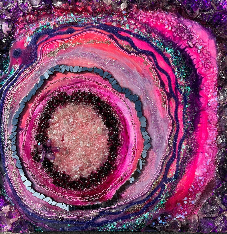 Grace Pink Resin Geode Agate Painting - Etsy