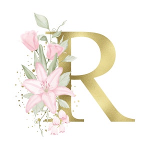 Flower Alphabet SVG, Gold Floral Alphabet Svg, Gold Alphabet Svg, Cut ...