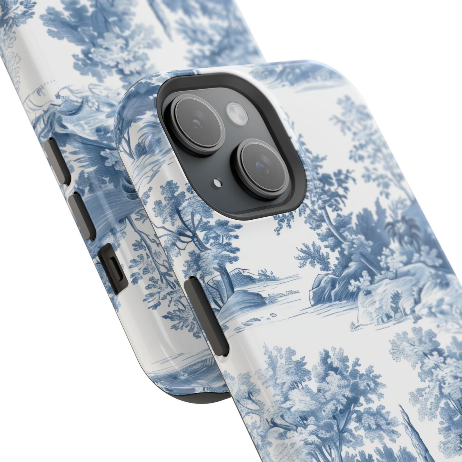 Samsung, iPhone Case | Blue Flower Toile De Jouy Magsafe Phone Case ...