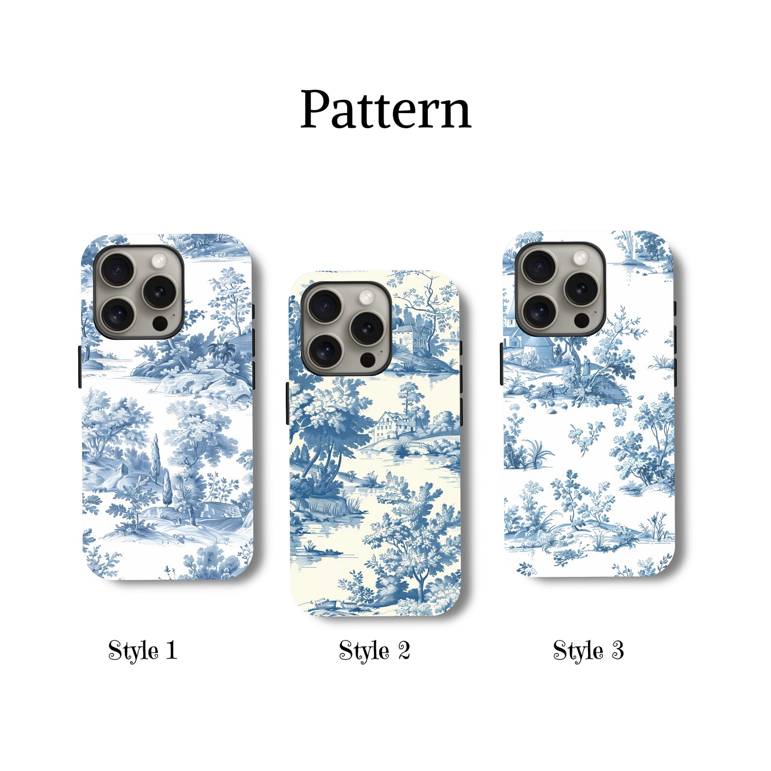 Samsung, iPhone Case | Blue Flower Toile De Jouy Magsafe Phone Case ...