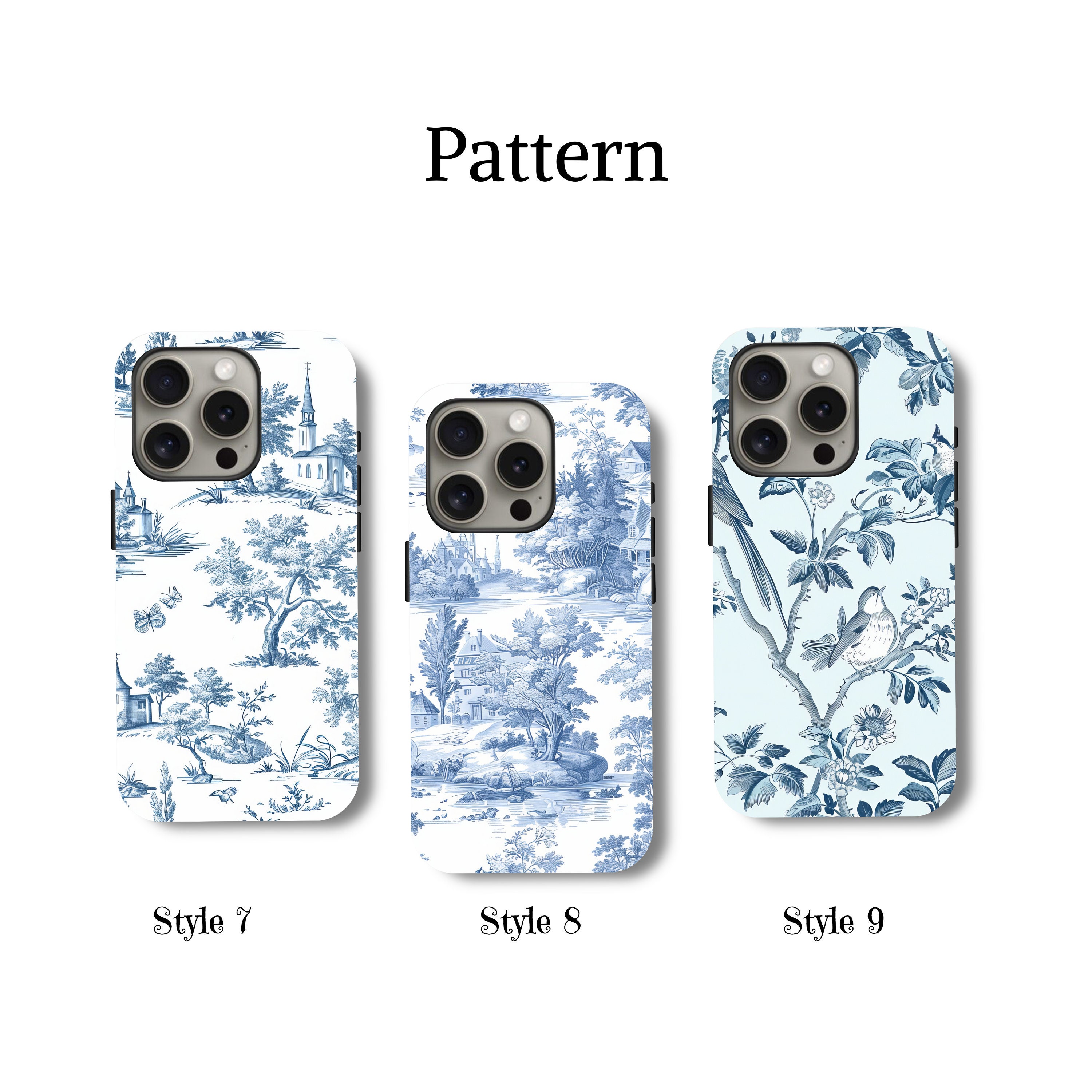 Samsung, iPhone Case | Blue Flower Toile De Jouy Magsafe Phone Case ...