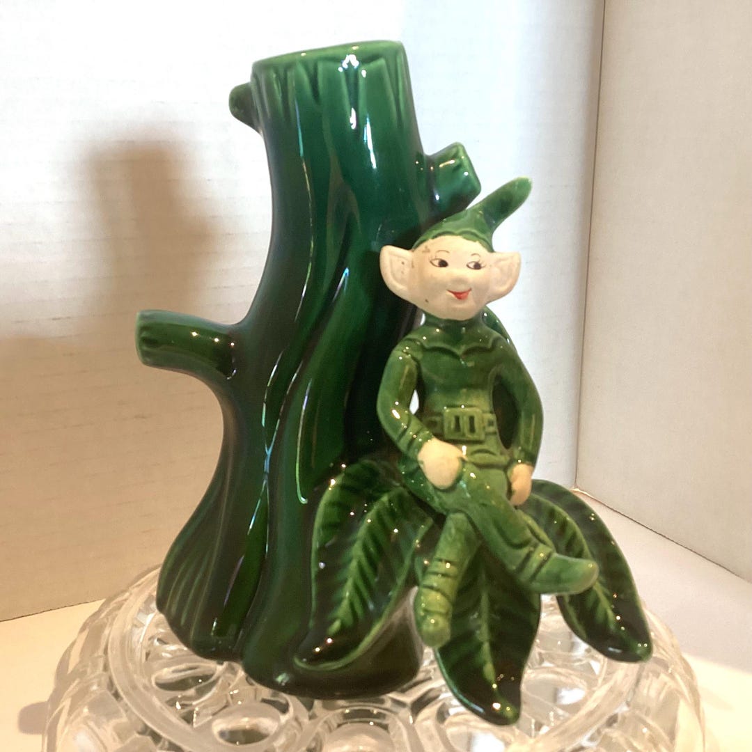 Pixie/elf, Treasure Craft, Green Pixie on a Tree, Perfect Condition, 6 ...
