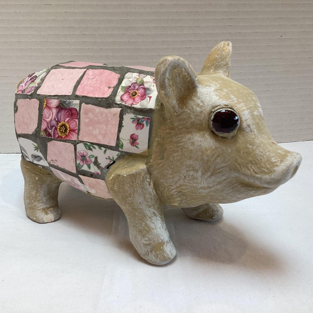 Mosaic Tile Pig Figurine - Monarch Ceramics Decor - 8x3.5x5 In - Etsy