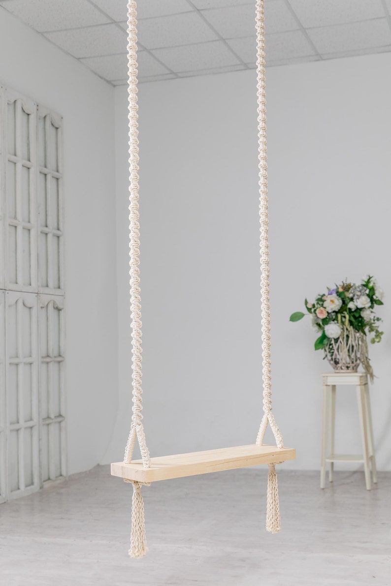 Macrame Swing, Tree Wooden Swing, Swing Adult, Tree Swing, Boho Swing ...