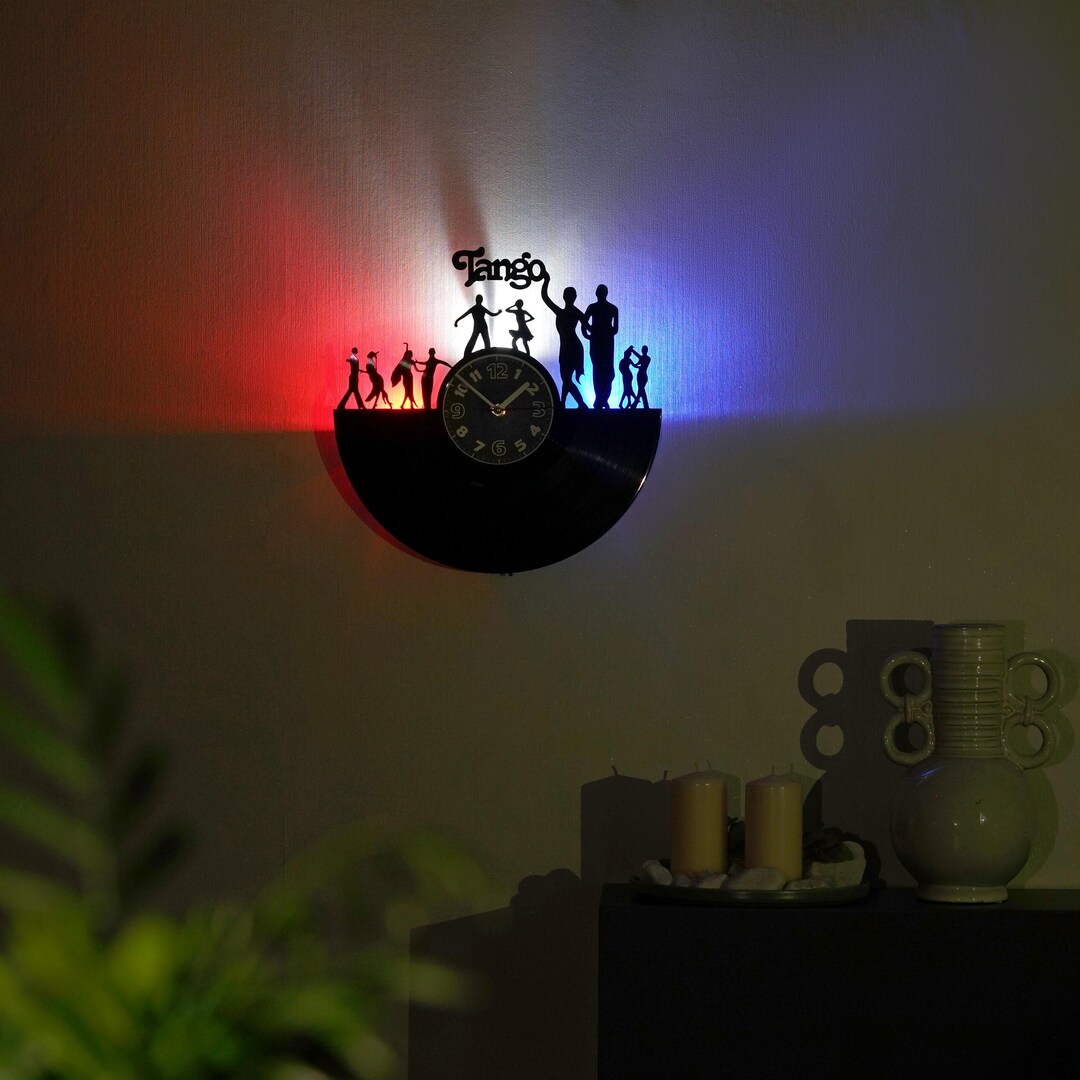 Tango Dancers Vinyl Wall Clock With LED Backlight - Passionate ...