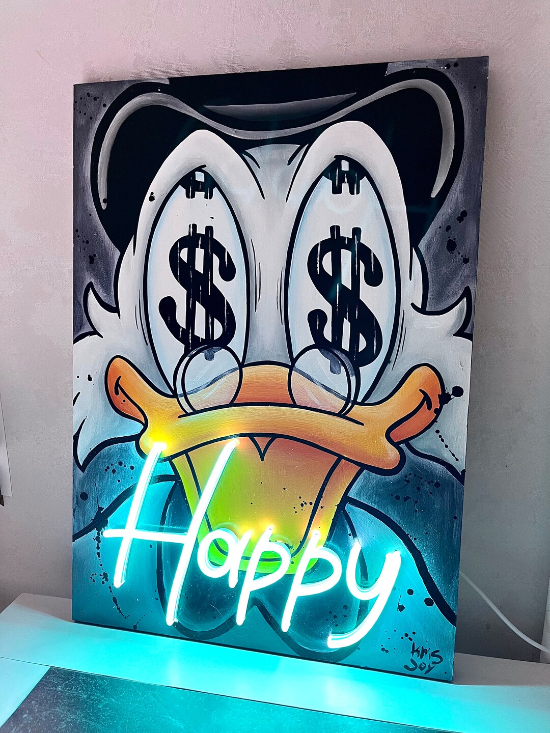 Dollar Neon Sign, Scrooge Mcduck Art, Rich, Dollar Neon Art, Light Sign ...