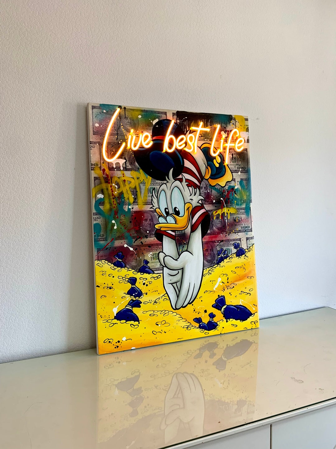 Dollar Neon Sign, Scrooge Mcduck Art, Live Best Life, Dollar Neon Art ...
