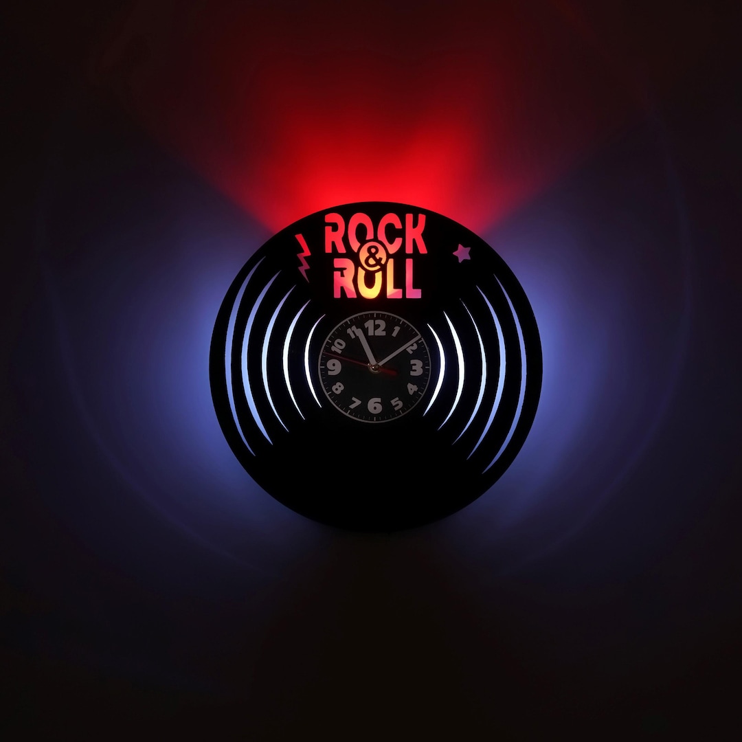 Rock' N' Roll Wall Clock, Music Vinyl Record Clock With Unique Bright ...