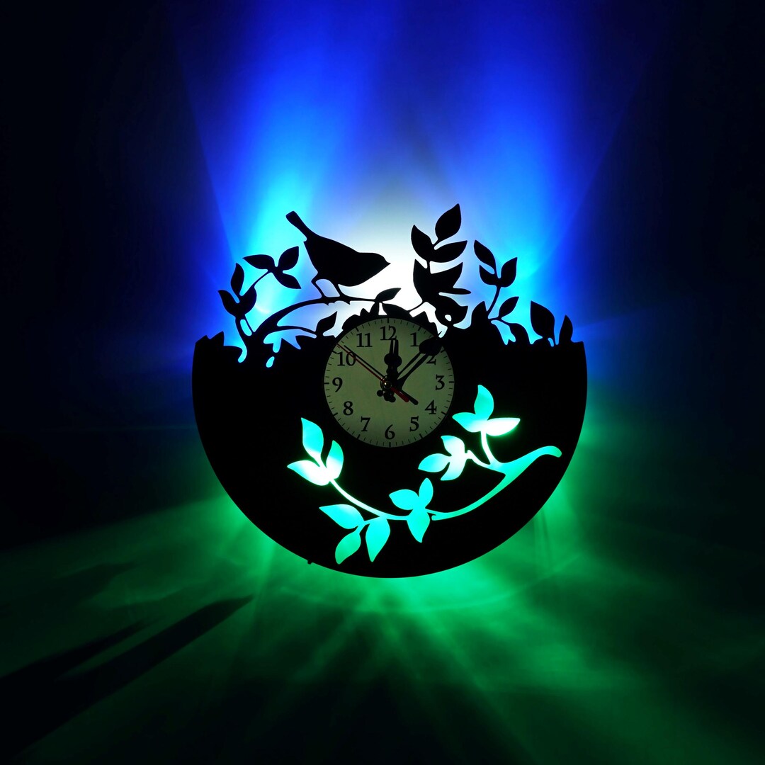 Songbird Wall Clock, Birds Vinyl Record Clock With Bright LED Lights ...