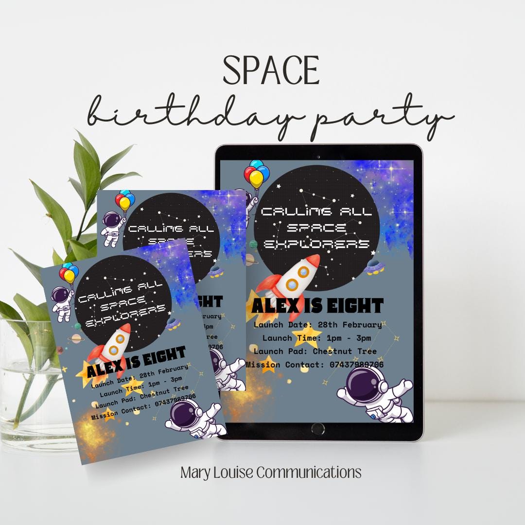 Space Birthday Invitation - Digital Download, Editable Outer Space ...