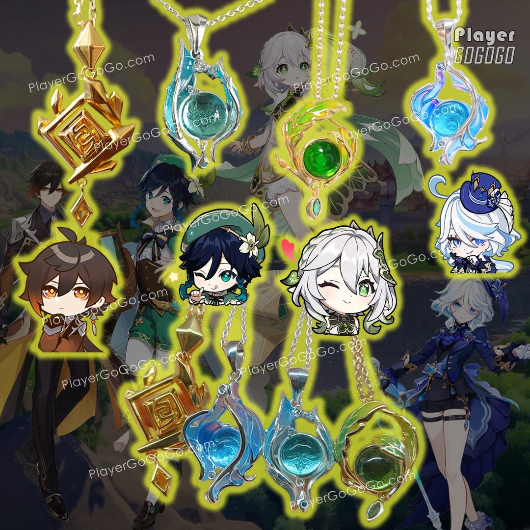 Sterling Silver Made Genshin Impact Necklace Geoculus, Anemoculus ...