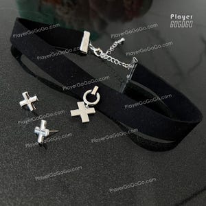 Zenless Zone Zero Asama Harumasa Cross Choker Necklace Zenless Zone Zero Asama Harumasa Cross Choker Necklace
