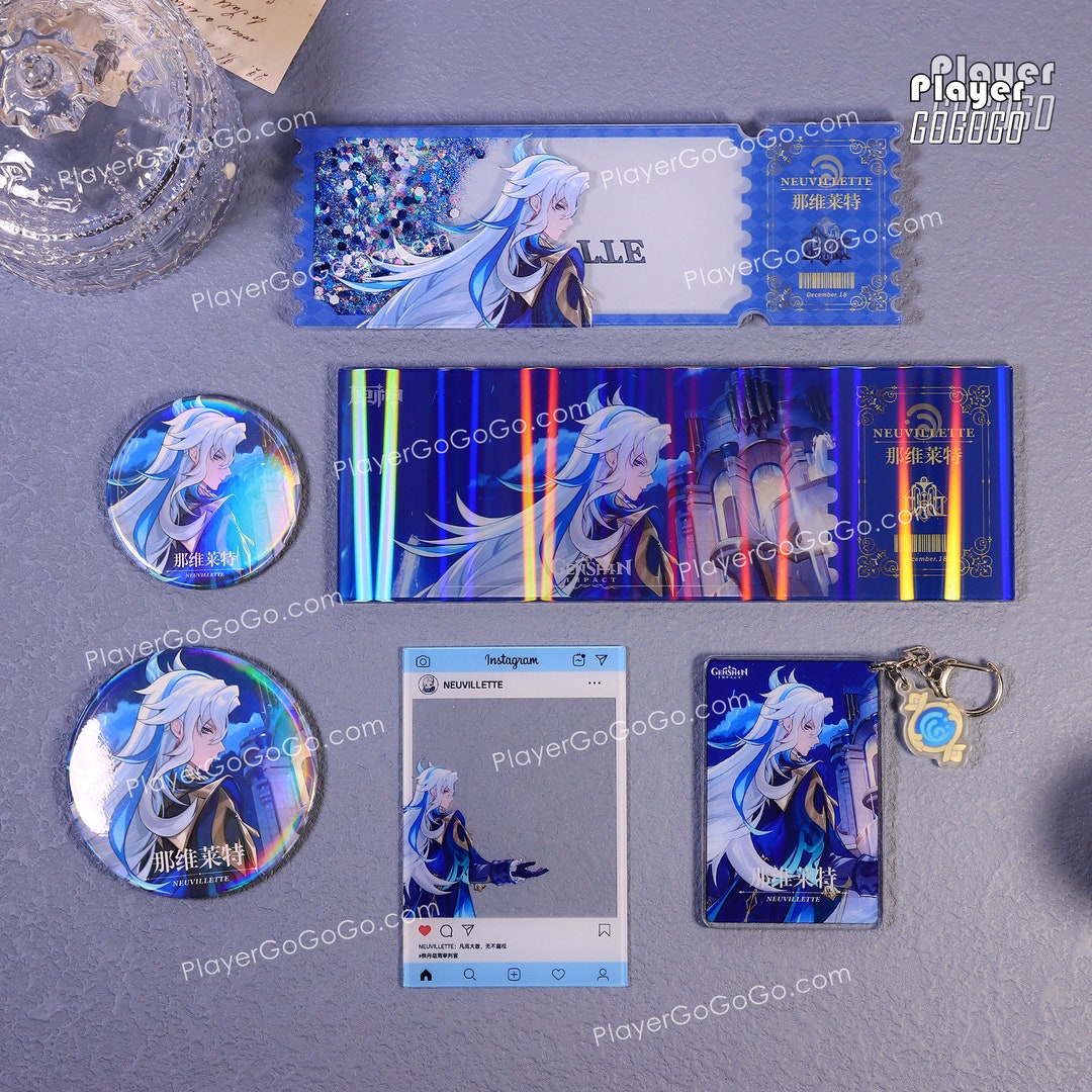 Genshin Impact Neuvillette Art Print Set - Charm, Shaker Ticket ...