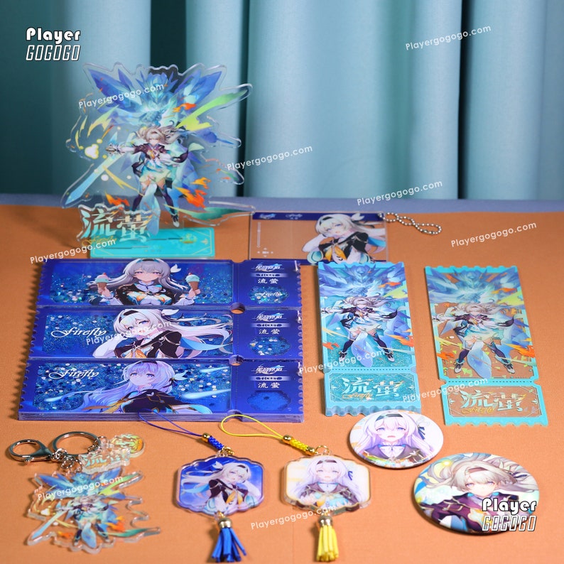 Honkai: Star Rail Firefly Art Print Set Standee, Charm, Shaker Ticket ...