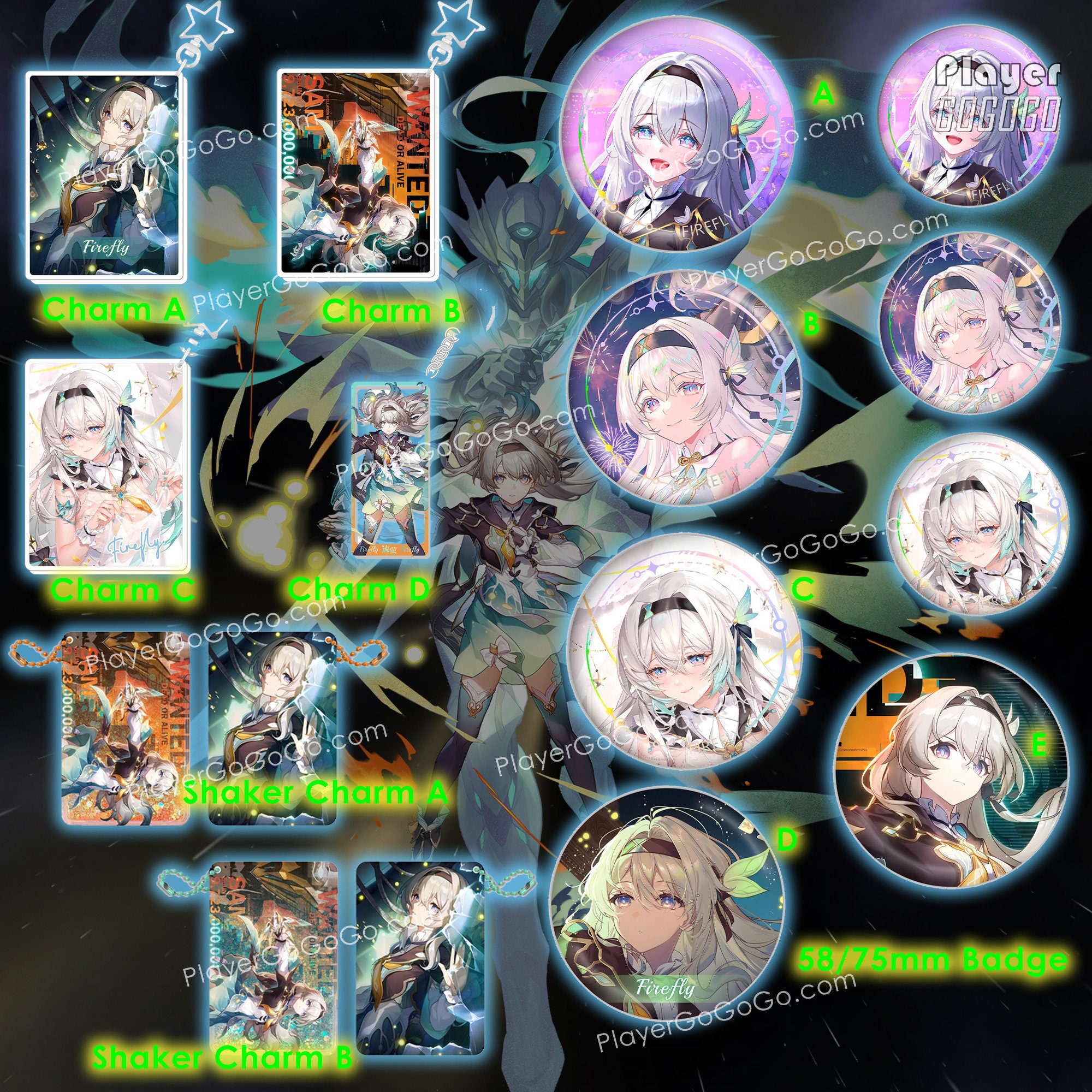Honkai: Star Rail Firefly Art Print Set Standee, Charm, Shaker Ticket ...
