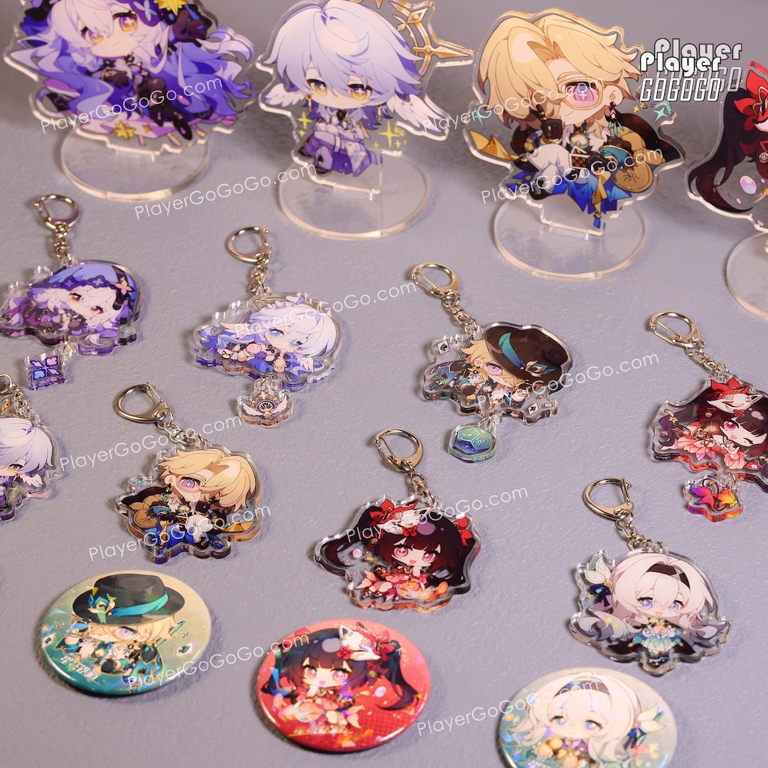 Chibi Honkai: Star Rail Standee, Charm & Badge Aventurine, Firefly ...
