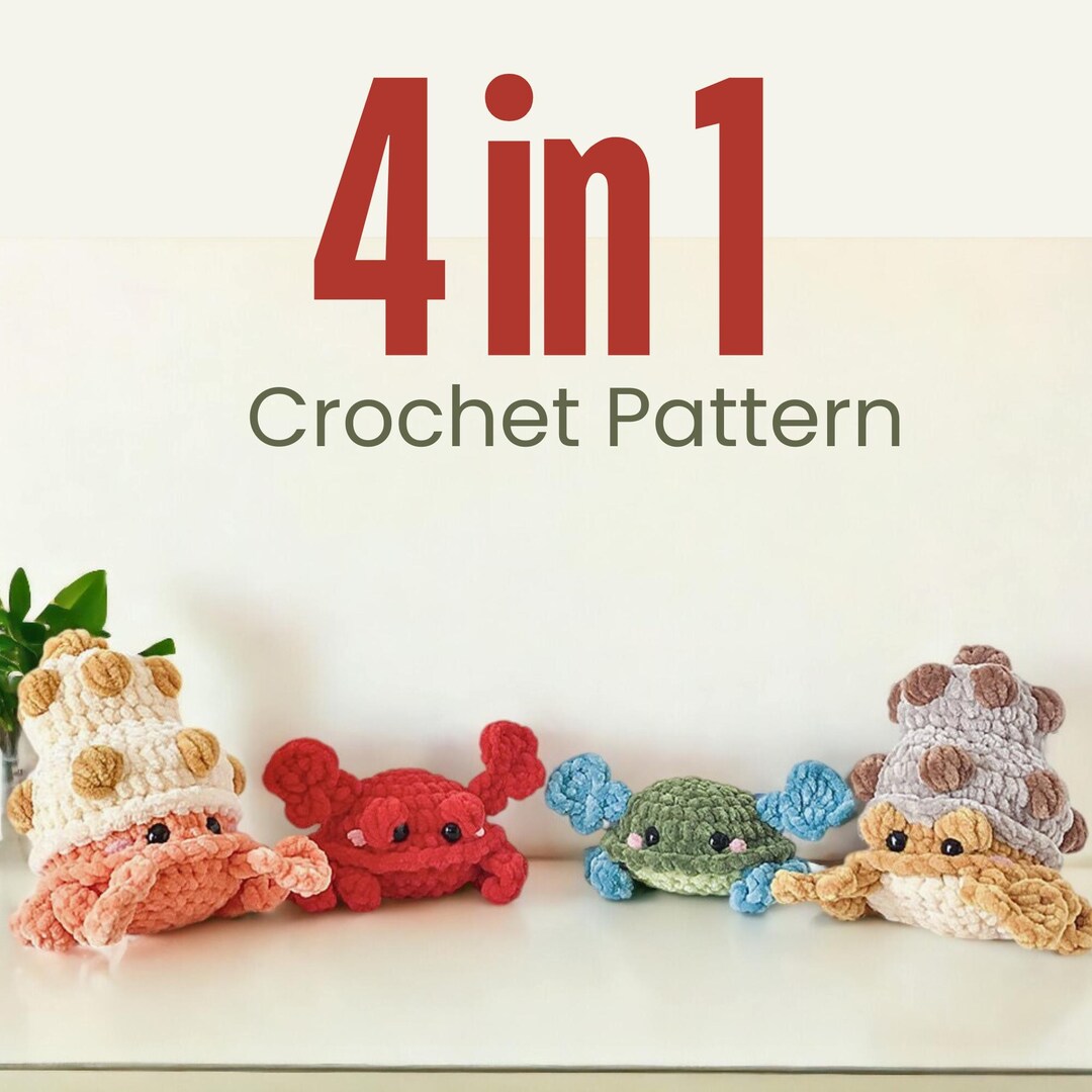 No Sew Crab Plushiee Crochet Pattern, No Sew Amigurumi, Crochet ...